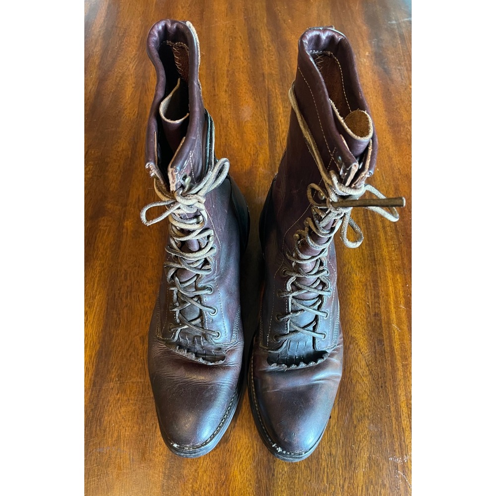 Vintage Boulet Leather Logger Boots Mens Workwear Lac… - Gem